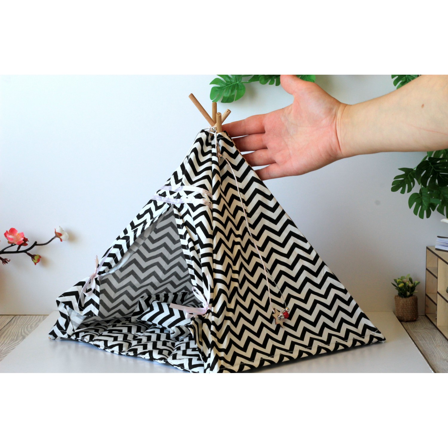 Miniature dollhouse teepee tent, 12 inch zigzag fashion BJD doll picnic ...