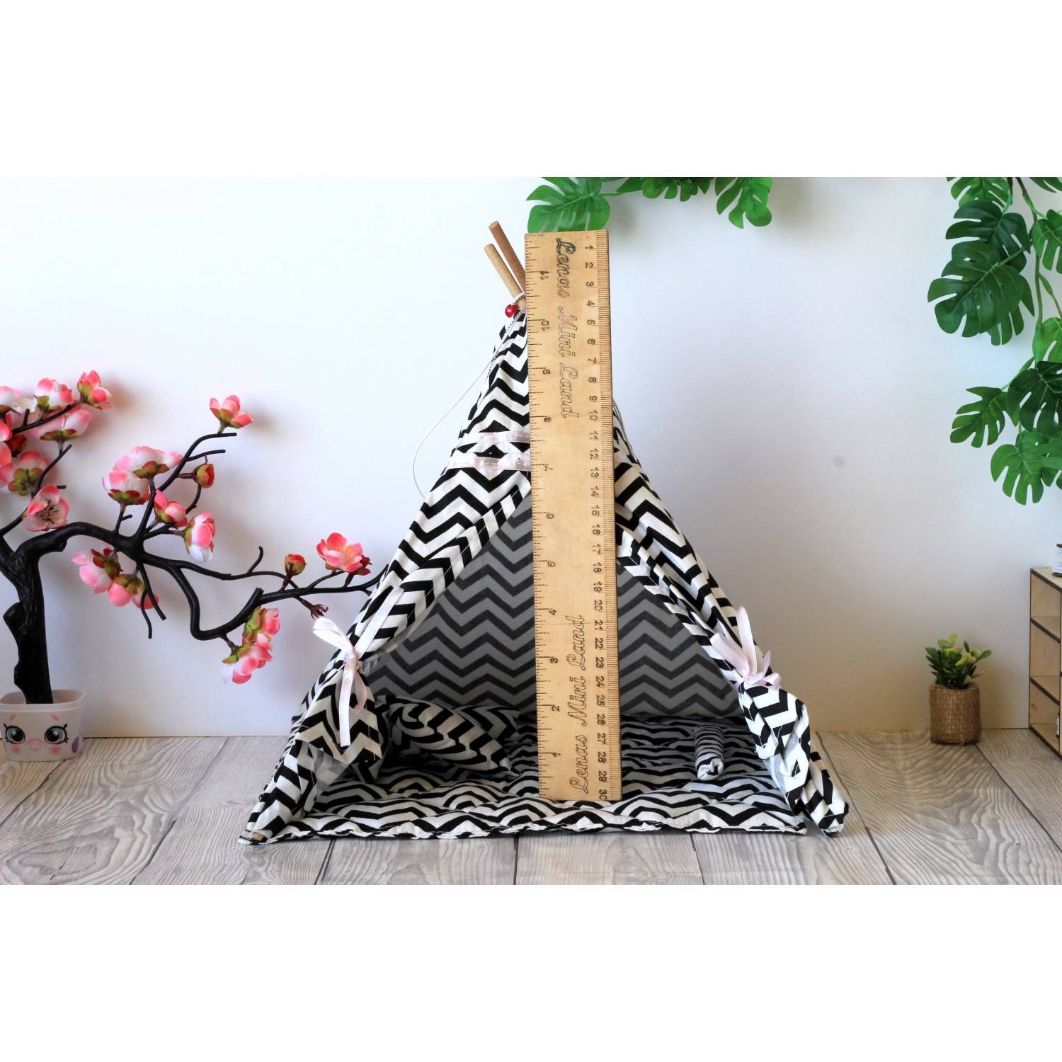 Miniature dollhouse teepee tent, 12 inch zigzag fashion BJD doll picnic ...