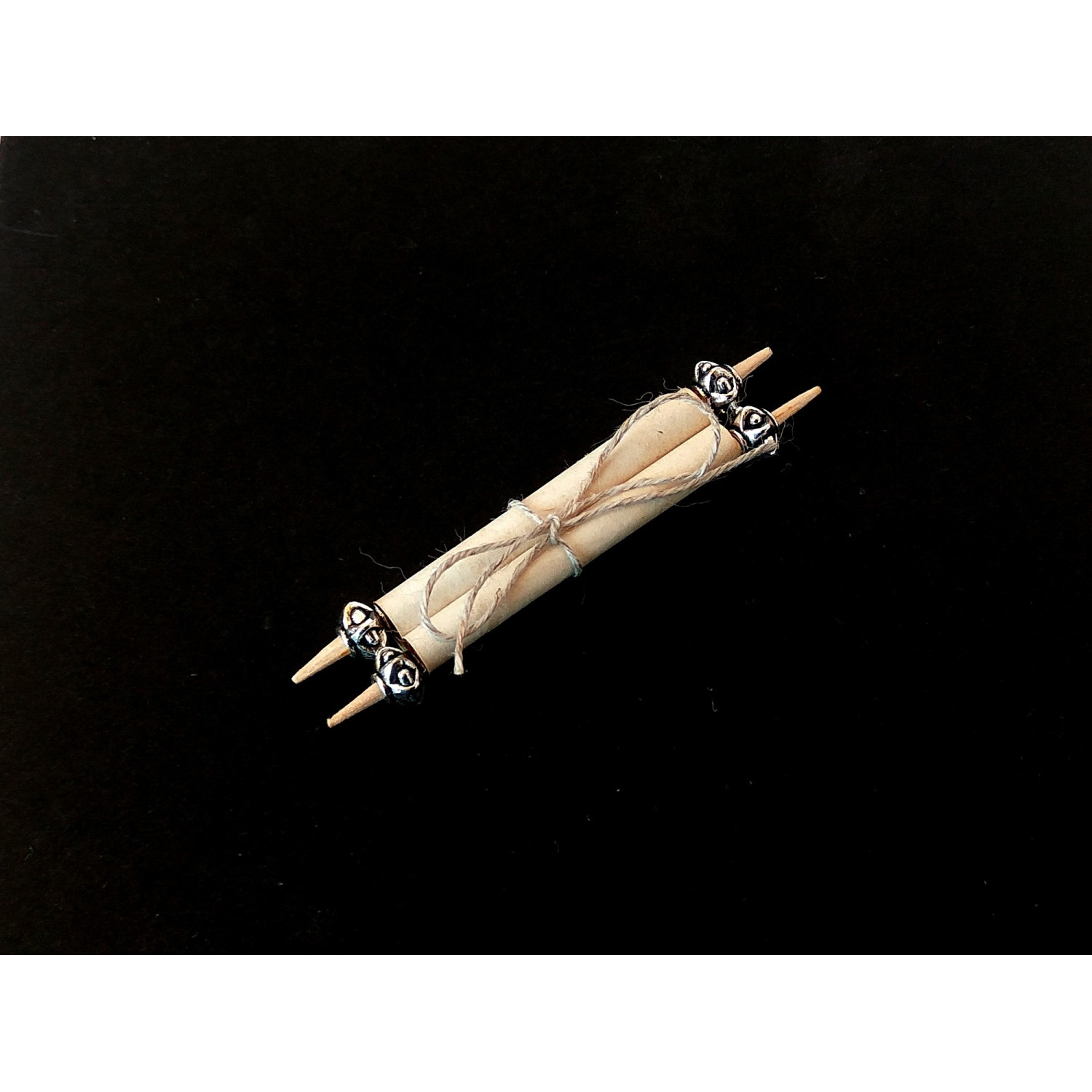 Miniature parchment scrolls set of 2, old paper manuscripts Jewish