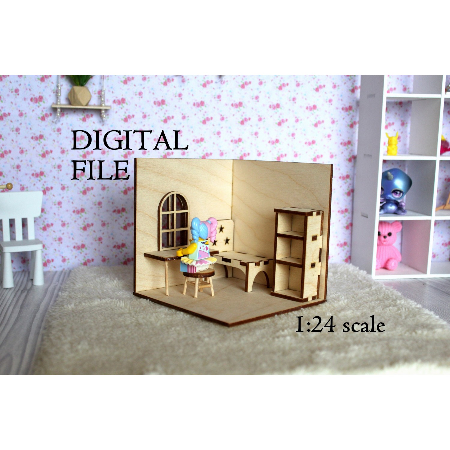 Miniature room box corner download vector file laser cut dollhouse furniture