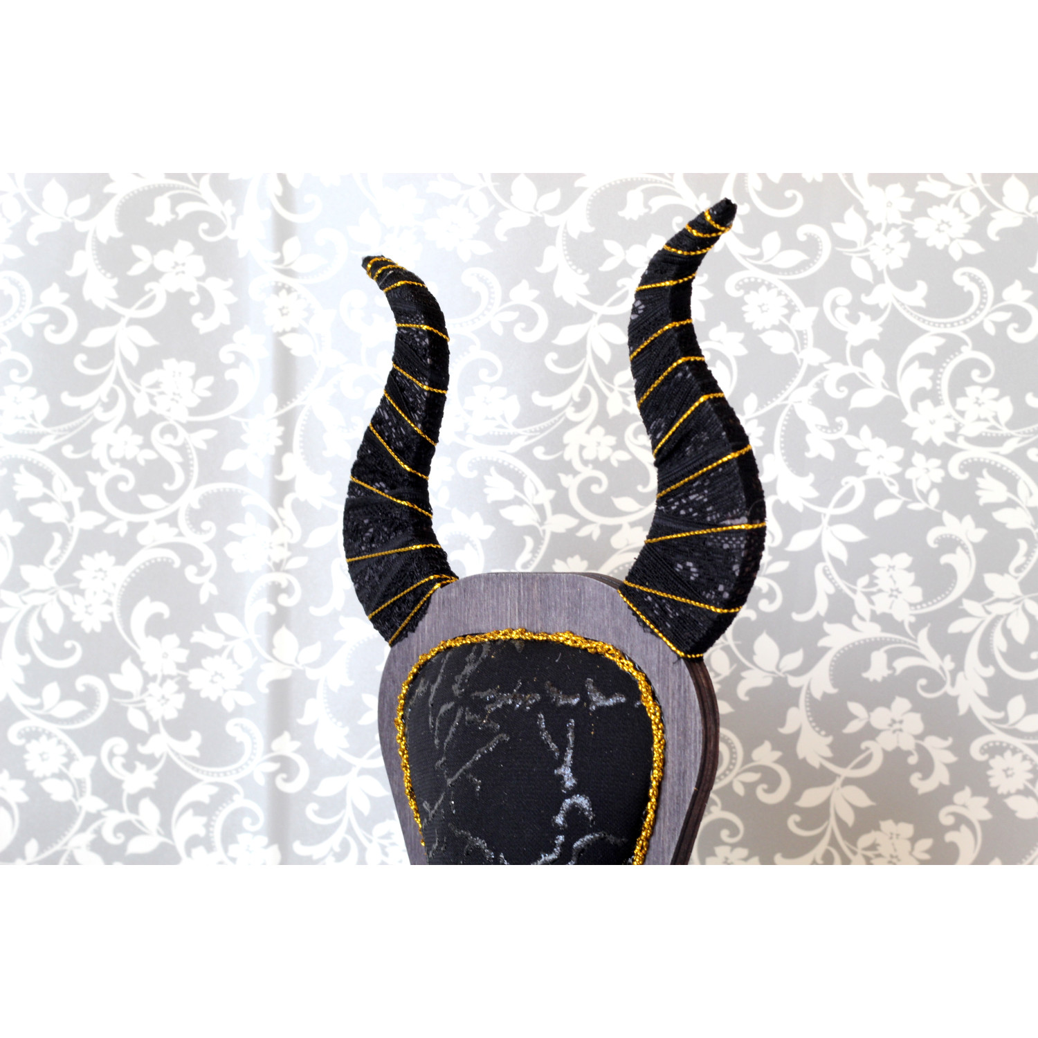 Miniature devil chair 1:4 scale. Wooden dollhouse furniture black gold ...