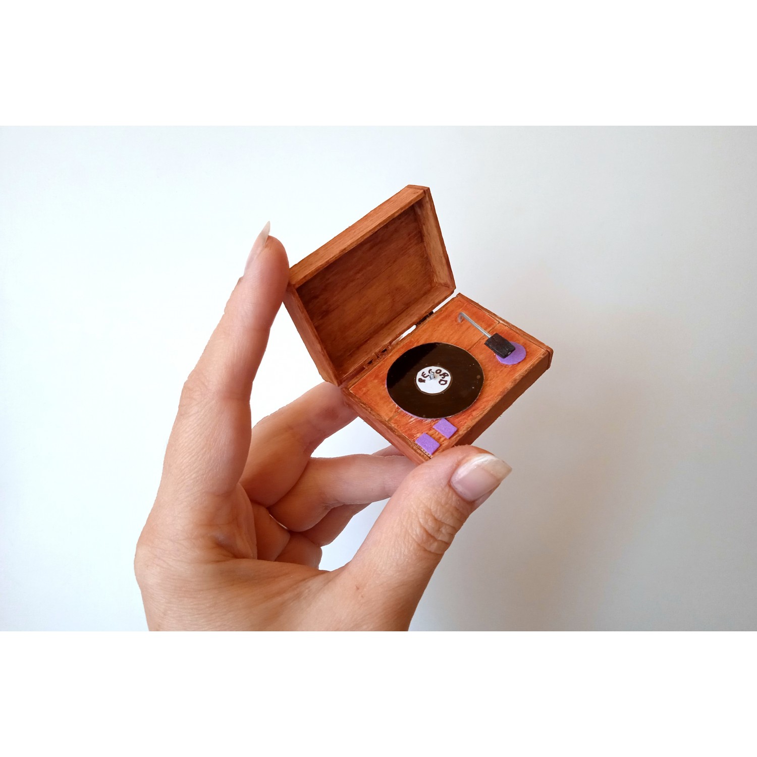 Miniature record player with vinyl record. 1:6 scale dollhouse ...