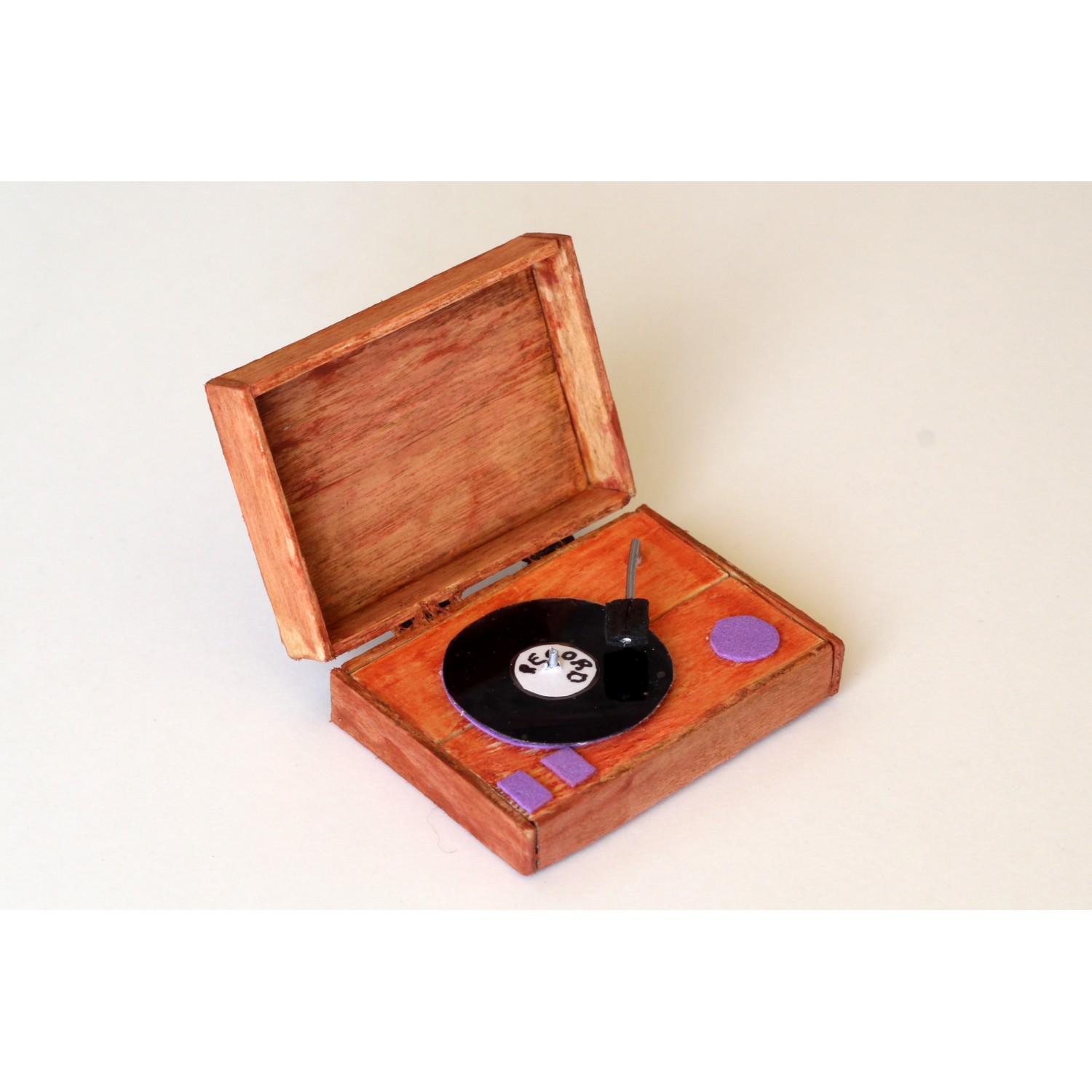 Miniature record player with vinyl record. 1:6 scale dollhouse ...