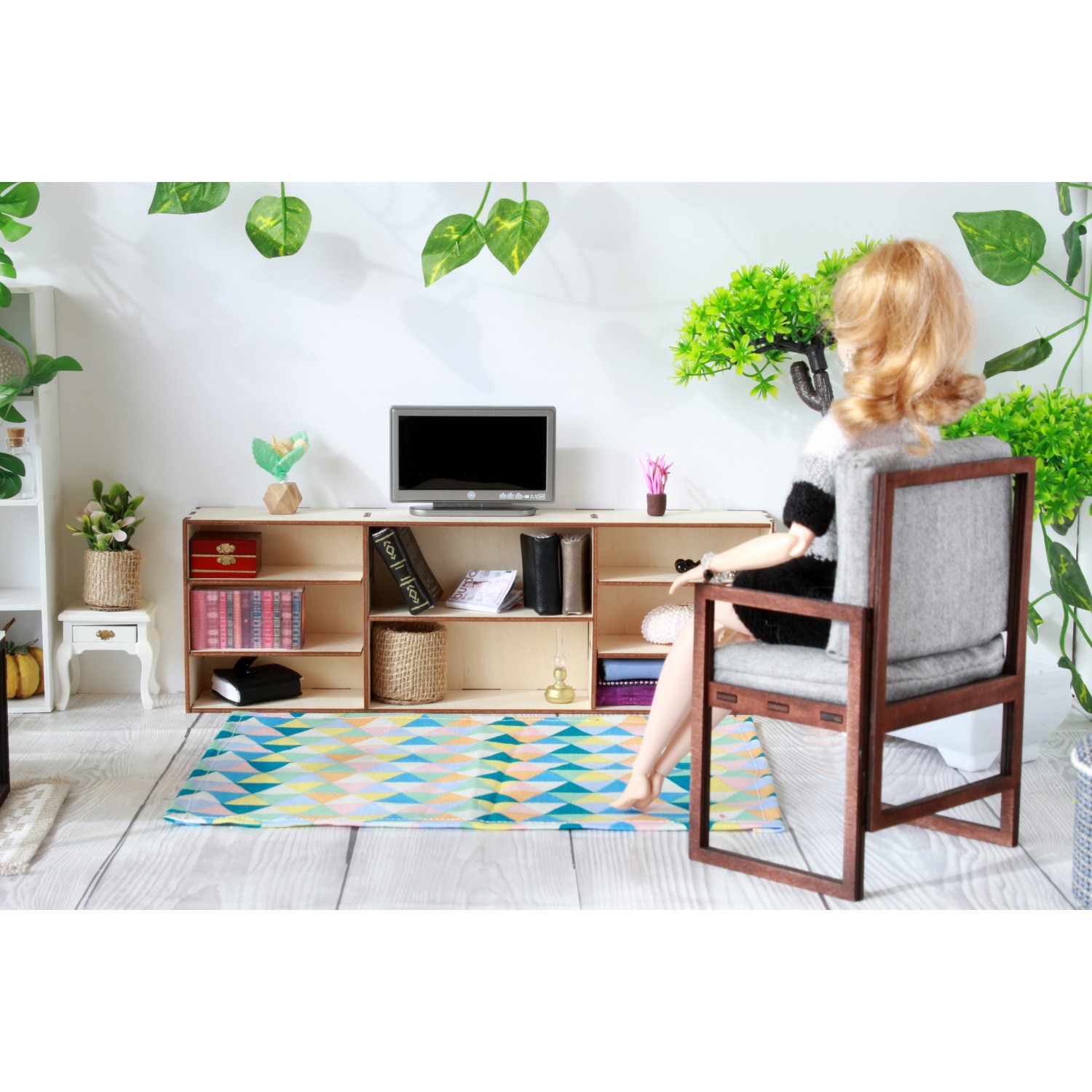 Miniature dollhouse bookcase drawer digital file, BJD doll furniture