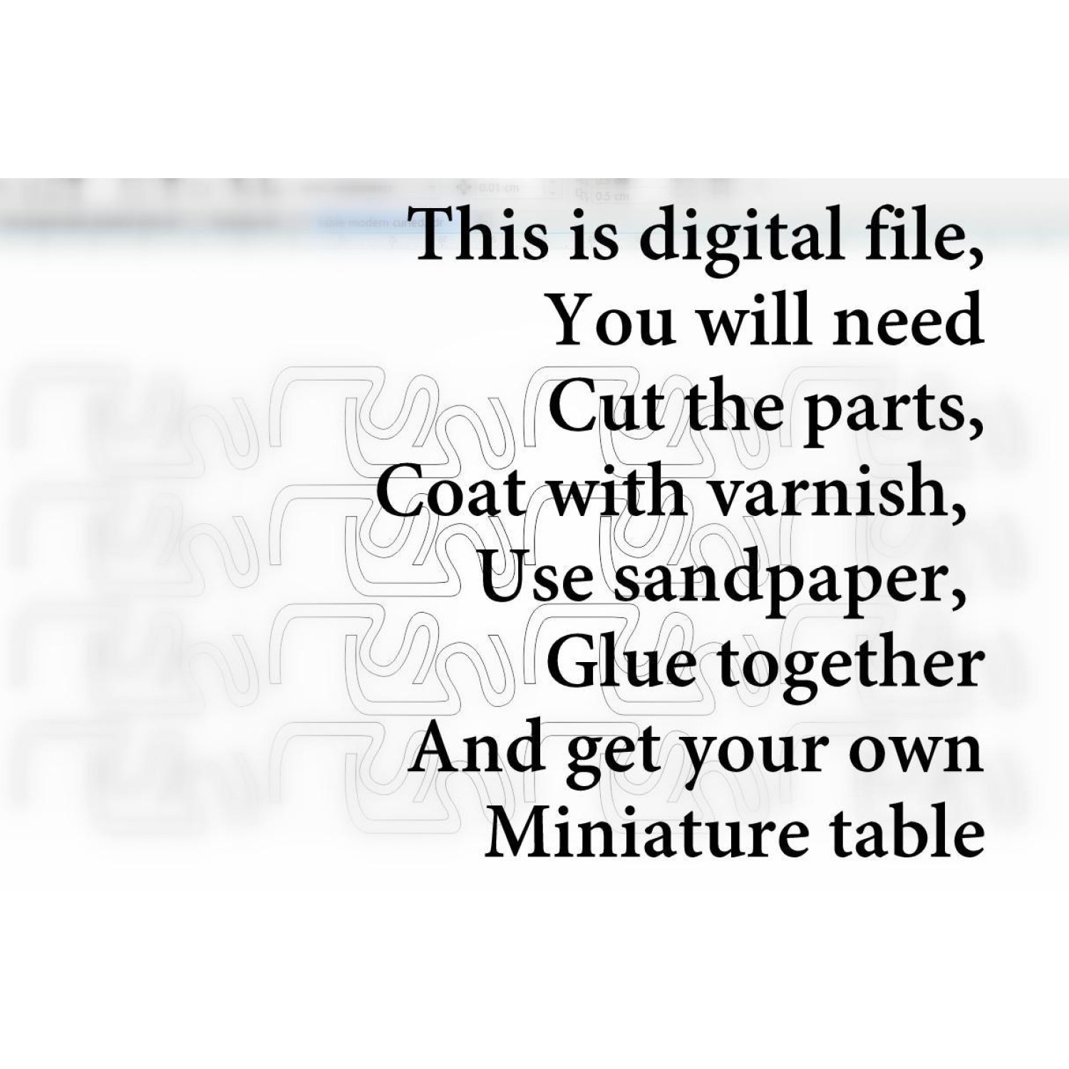 Miniature modern curled table download laser cut digital file ...